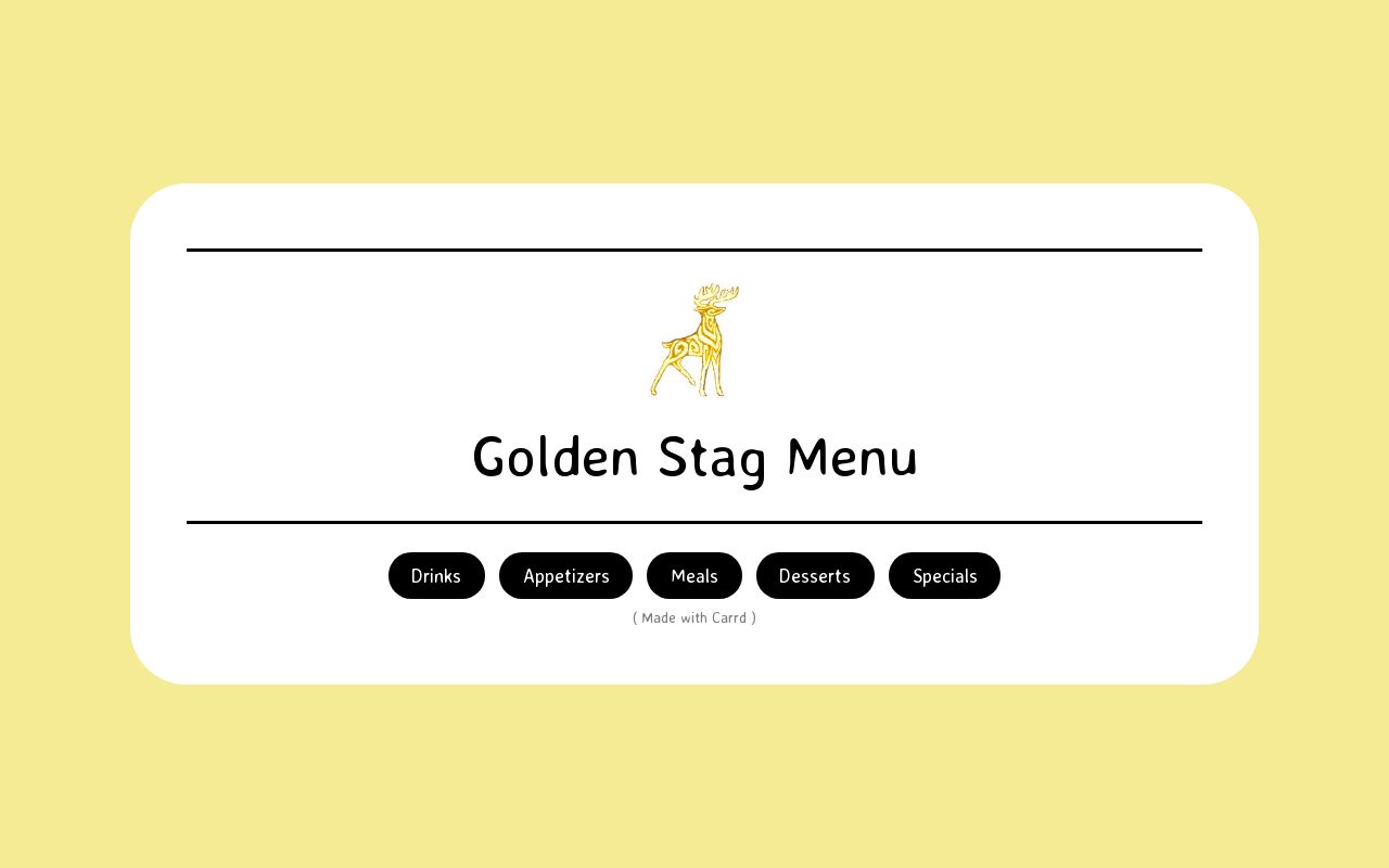 Golden Stag Menu
